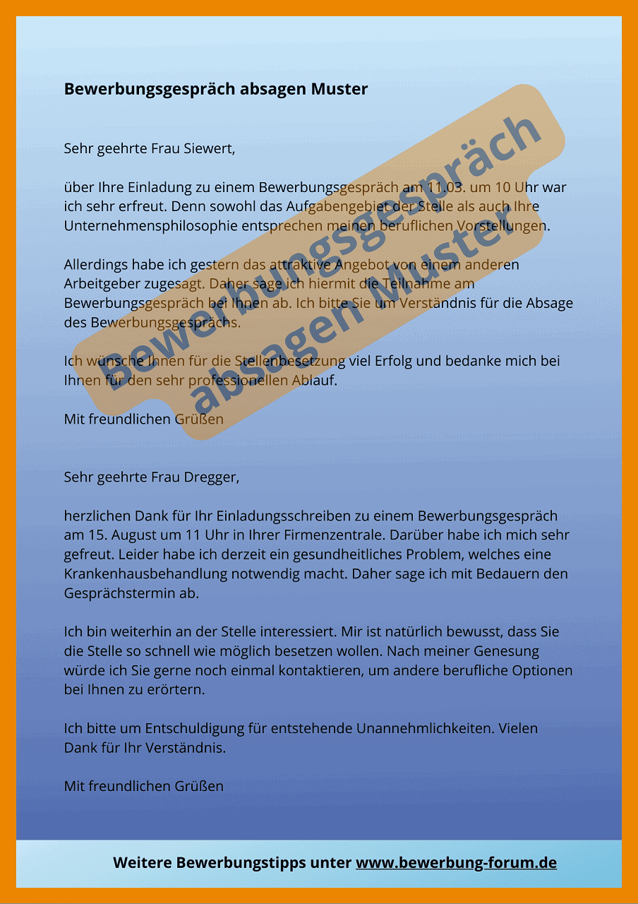 ᐅ Bewerbungsgespräch absagen: Interview Absageschreiben ️