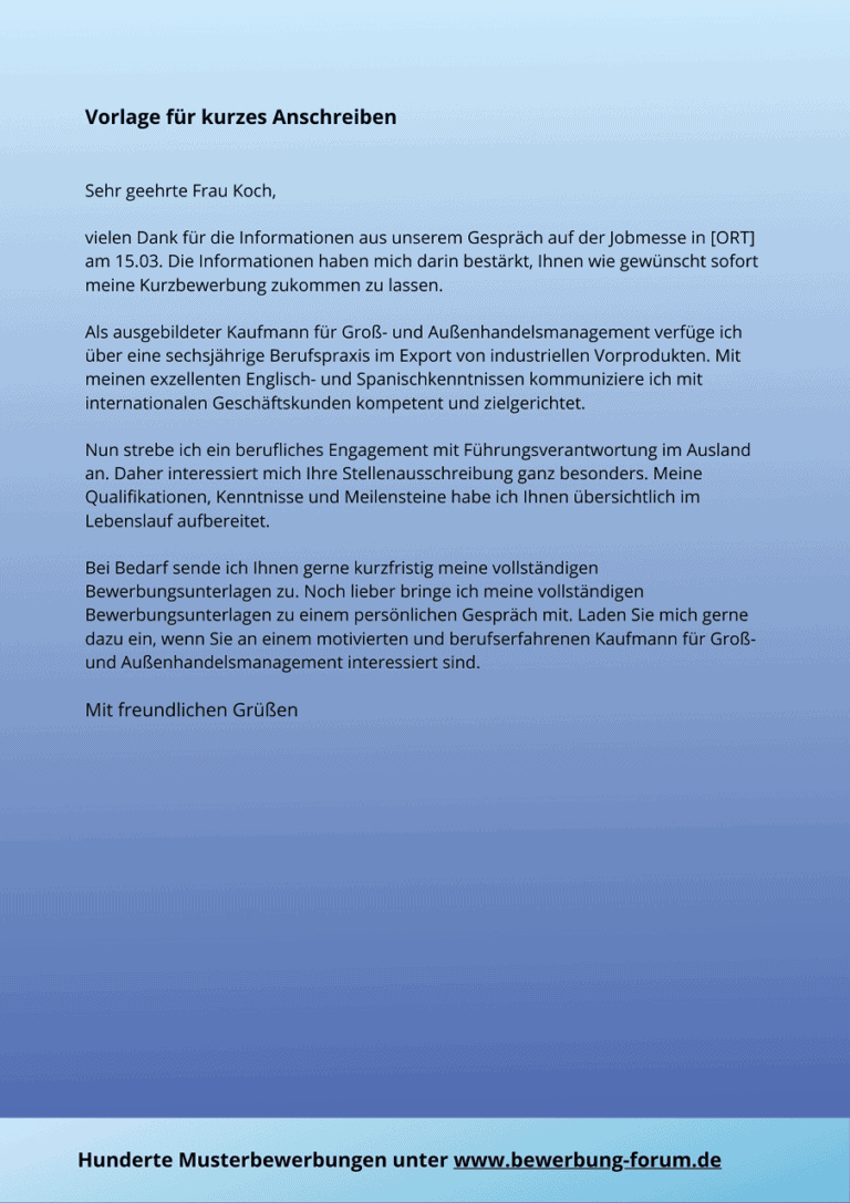 Kurzes Anschreiben: 7 Muster für Kurzanschreiben Bewerbung ️ Kurzes Anschreiben: 7 Muster für Kurzanschreiben Bewerbung ️